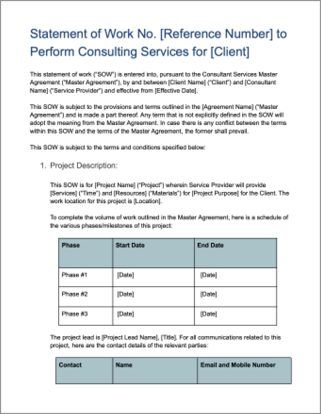Download A Free Statement Of Work Template Signeasy